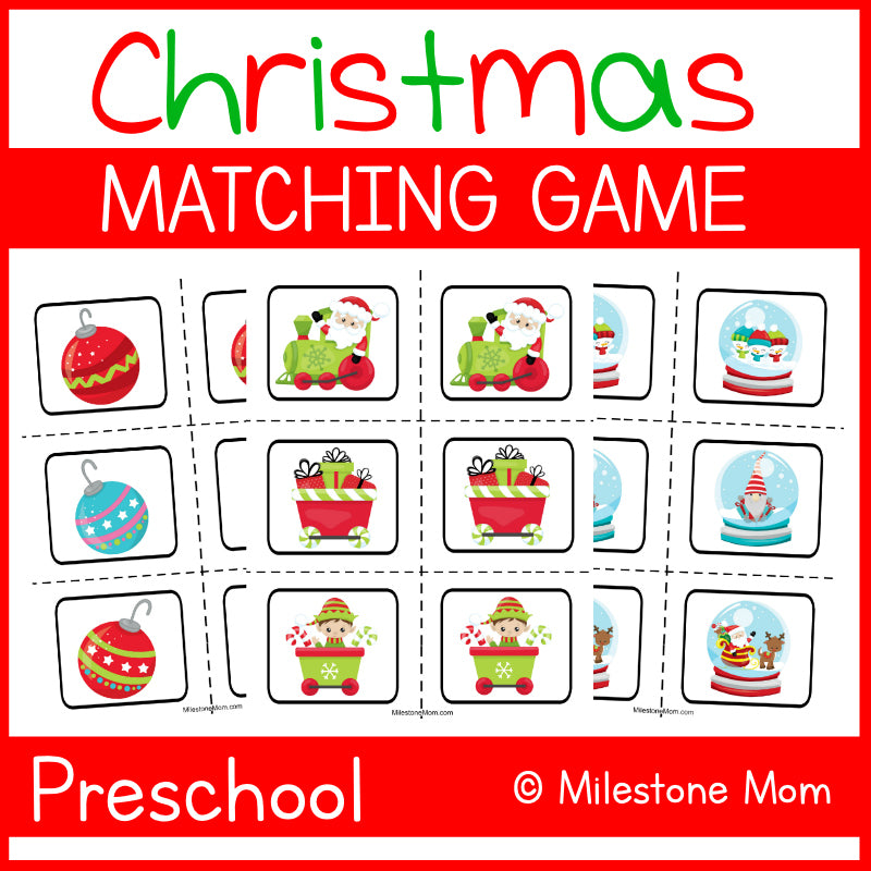 Printable Christmas Matching Cards – Milestone Mom LLC