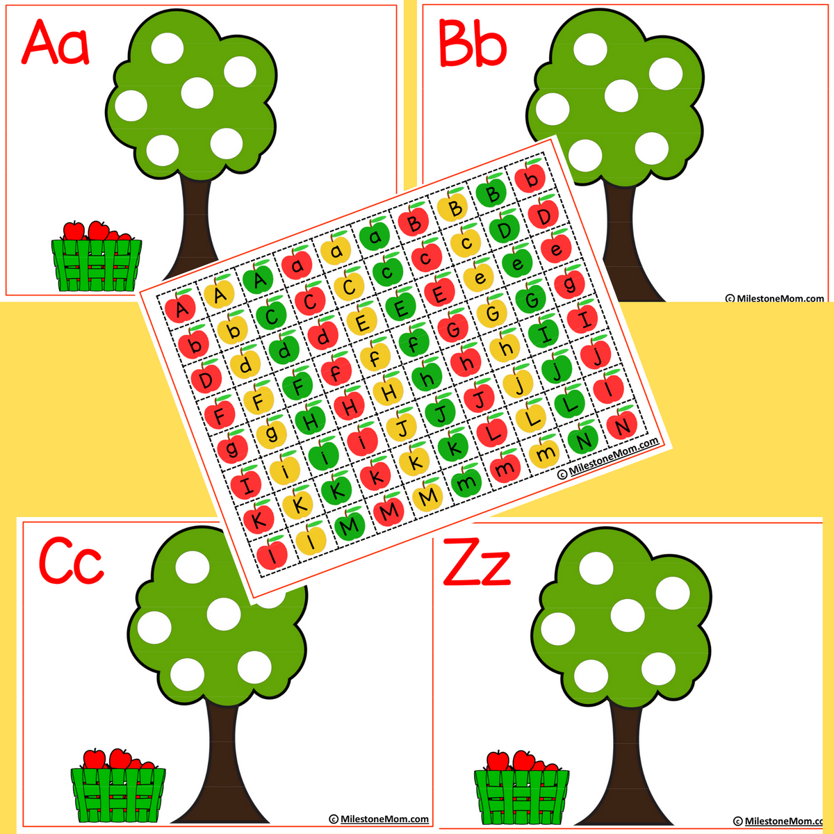Apple Tree A-Z Letter Matching – Milestone Mom LLC