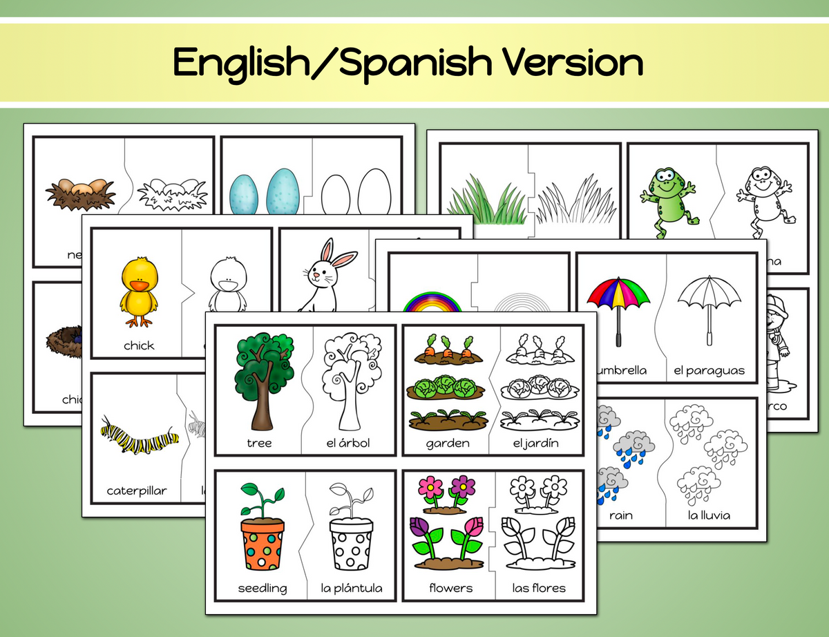 English & Spanish Spring Vocabulary: Printable Puzzle Cards – Milestone ...