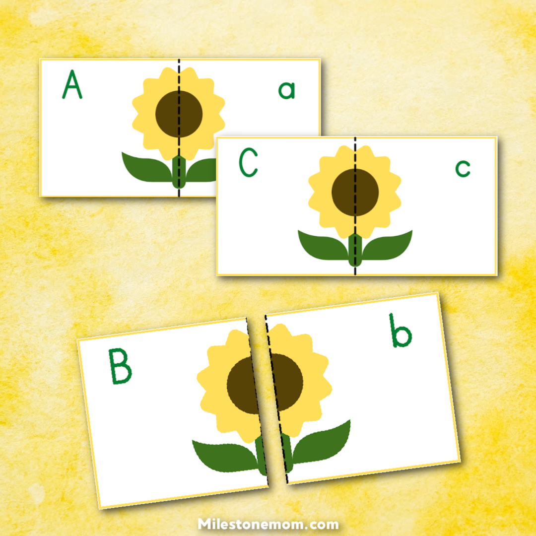 Sunflower Letter Matching Printable – Milestone Mom LLC