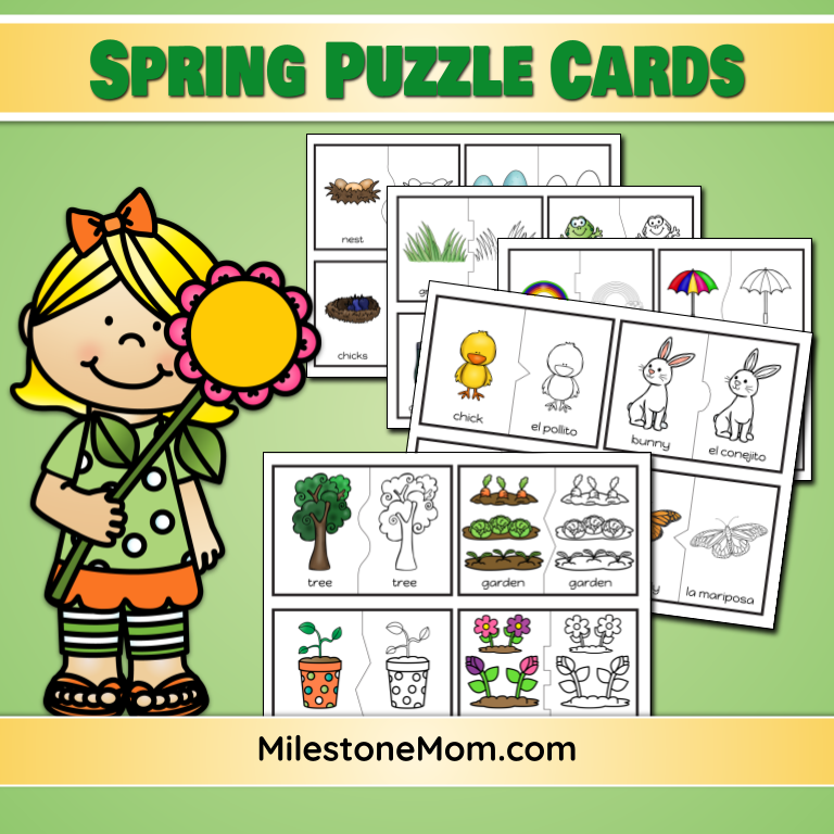 English & Spanish Spring Vocabulary: Printable Puzzle Cards – Milestone ...