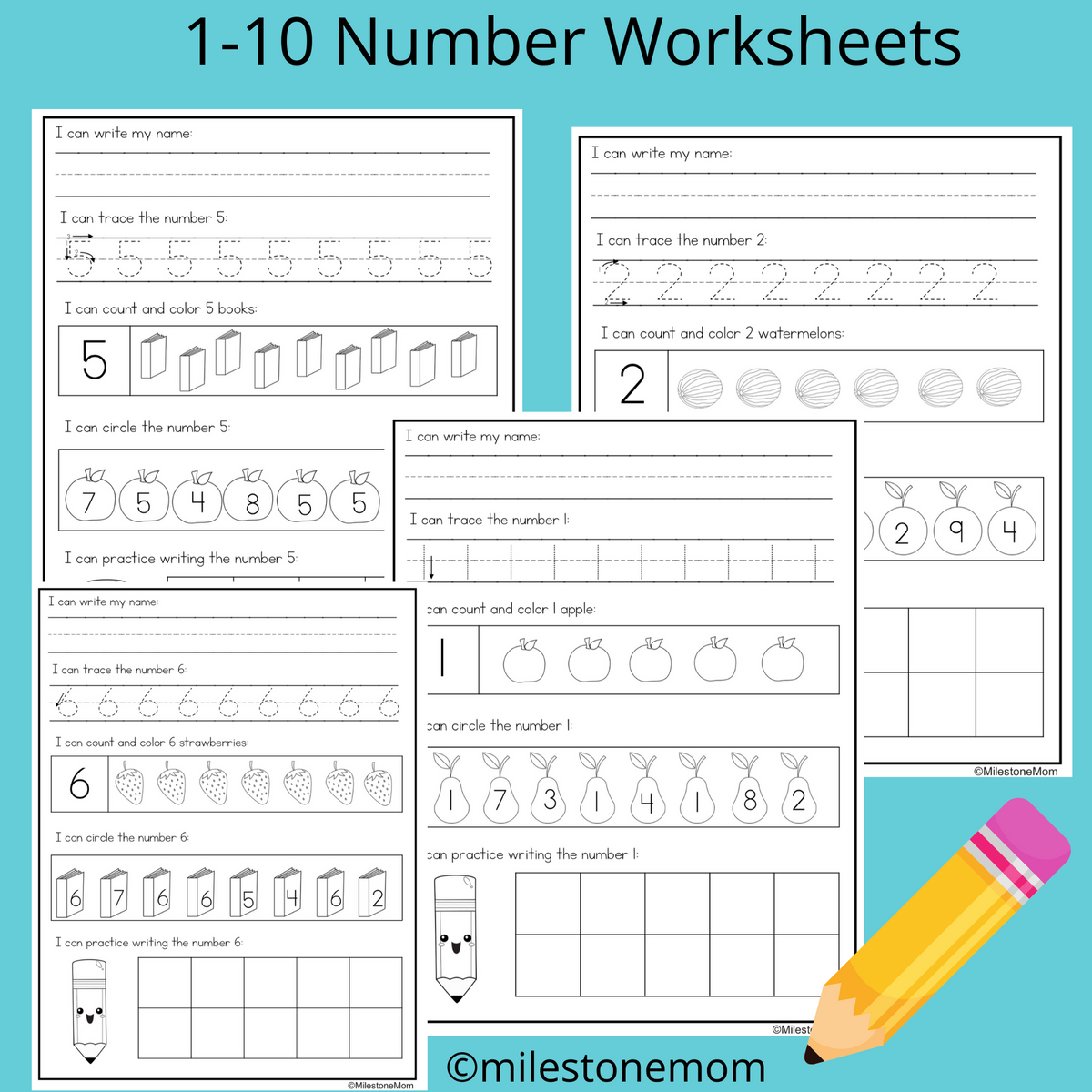 Numbers 1-10 Activity Sheets – Milestone Mom LLC