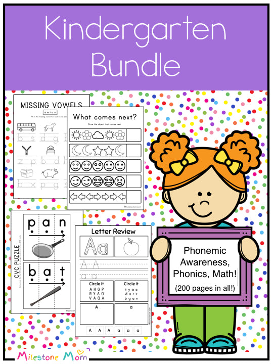 200-Page Printable Kindergarten Bundle – Milestone Mom LLC