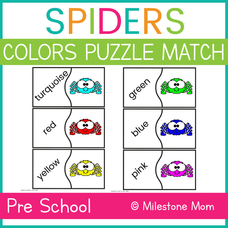 Printable Spiders Color Matching Puzzle – Milestone Mom LLC