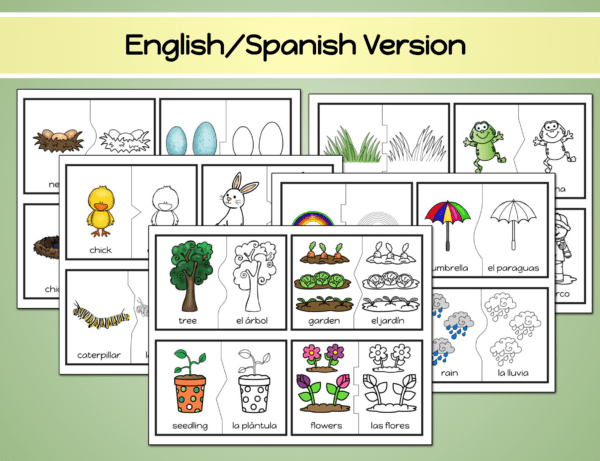 English & Spanish Spring Puzzle Cards – Milestone Mom Shop